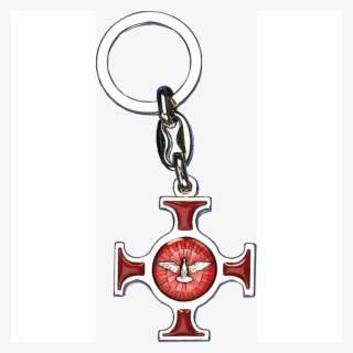 Holy Spirit Enameled Cross Key Ring - Keychain PNG Image | Transparent ...