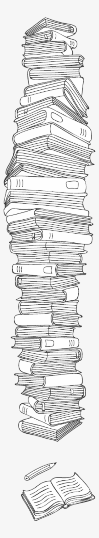 Tall Stack Of Books Postertex - Line Art PNG Image | Transparent PNG ...