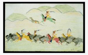 Drawing Of Buffalo Hunting By Shave Head, Or O Uk Ste - Drawing Of ...