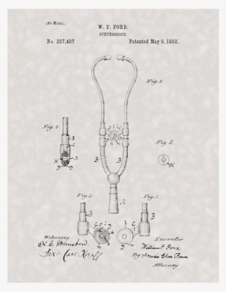 Doctor's Stethoscope Patent - Stethoscope Patent Drawing From 1882 ...