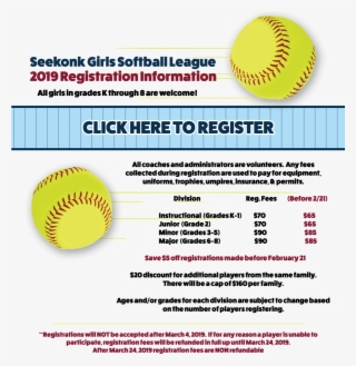 2019 Registration Flyer - College Softball PNG Image | Transparent PNG ...