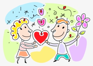 Vector Illustration Of Lovers Exchange Passionate Love - Cartoon PNG ...