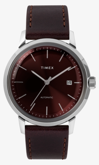 40mm Automatic Leather Strap Watch Burgundy/silver-tone - Timex Marlin ...