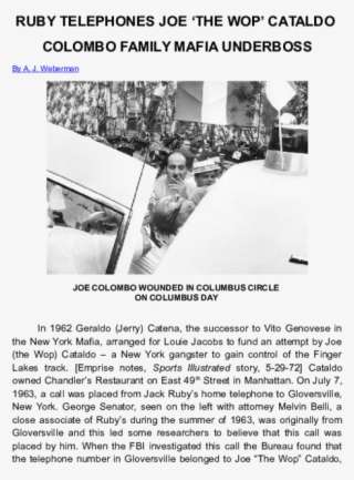 Ruby Telephones Joe 'the Wop' Cataldo Colombo Family - Mafia Hits PNG ...