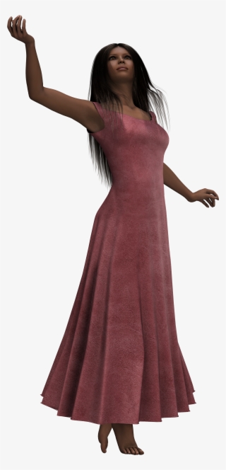 Pretty Woman Dancing In A Pink Dress - Photo Shoot PNG Image ...