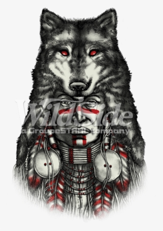 Native American Wolf Headdress Drawing