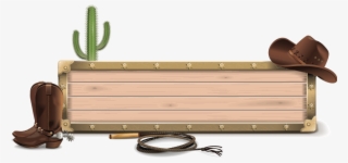 Wooden Border Graphic With Cowboy Hat, Boots, Bullwhip - Vector ...