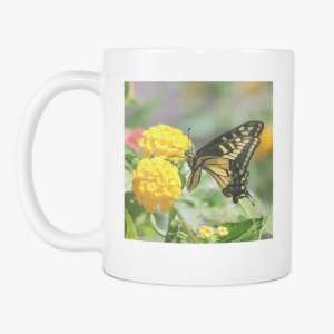 Yellow Butterfly Tea Cup Or Coffee Mug, 11 Oz Ceramic - Monarch ...