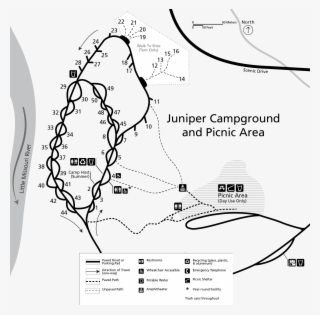 A Line Drawing Map Of A Campground With 50 Sites Of - Diagram PNG Image ...