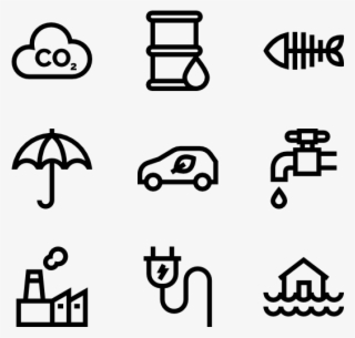 Climate Change - Black And White Pixel Icons PNG Image | Transparent ...