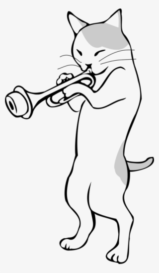 Cat Trumpet Drawing Musical Instruments Clarinet - Trumpet Cat Png PNG ...