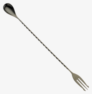 12 3/8" Bar Spoon With Fork End Gun Metal Black Barfly® - Spoon PNG ...
