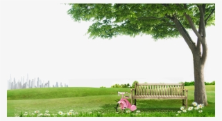 Tree Chair Grass Material Transprent Png Lawn - Tree Background With ...