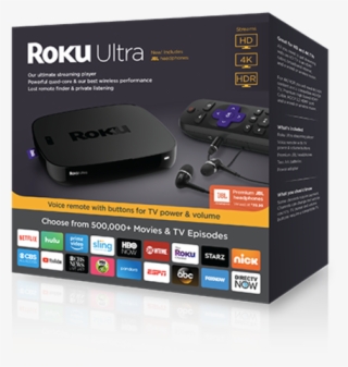 Roku Ultra With Remote - Roku Ultra Streaming Player PNG Image ...