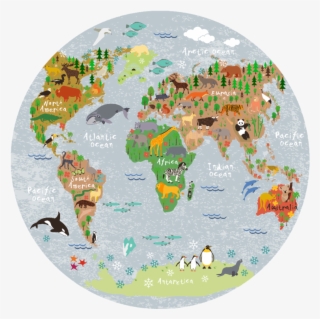 World Map Round Placemat - Round World Map Cartoon PNG Image ...