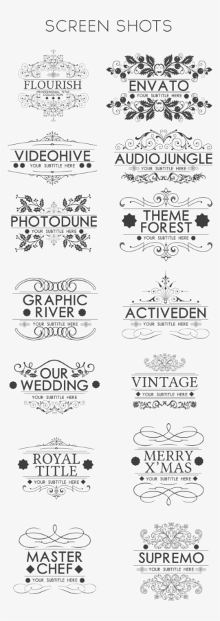 Flourish Titles Collection Logo Ideas And Typography - Photoshop ...