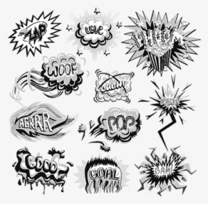 Vector Set Of Monochrome Comics Icons, Comic, Cartoon, - Vector ...