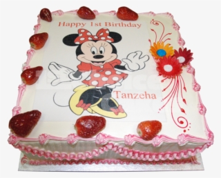 Pink Minnie Mouse Cake - Square Minnie Mouse Cake PNG Image ...