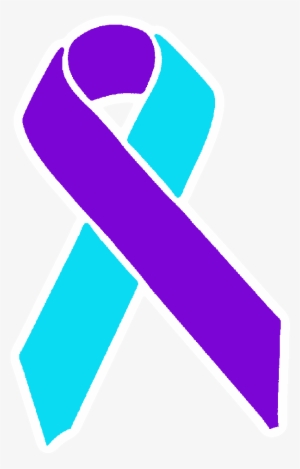 Purple & Light Blue Awareness Ribbon Sticker - Blue And Purple Ribbon ...
