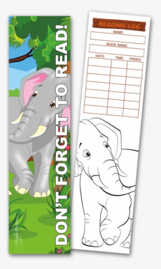 30 Elephant 'don't Forget To Read' Coloring Bookmarks - Cartoon PNG ...