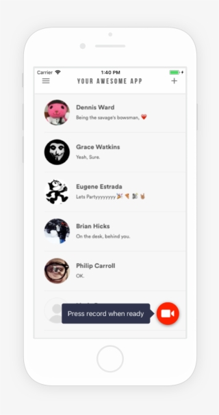 An Example Of The Video Recording Button Placed In - App New Message ...